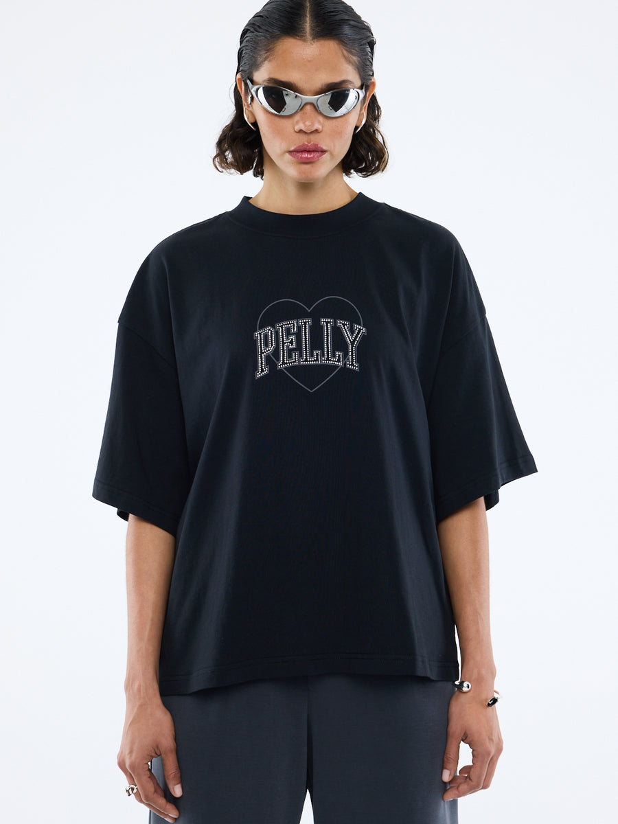Ena Pelly Rhinestone Logo Tee Black – Aloha Eve